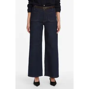 FRAME Le Pixie Slim Palazzo Patch Pocket High-waist Wide-leg Jeans - Rinse