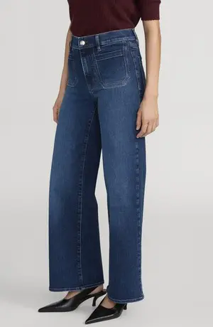 FRAME Le Pixie Slim Palazzo Patch Pocket High-waist Wide-leg Jeans - Savior