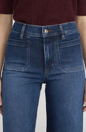 FRAME Le Pixie Slim Palazzo Patch Pocket High-waist Wide-leg Jeans - Savior