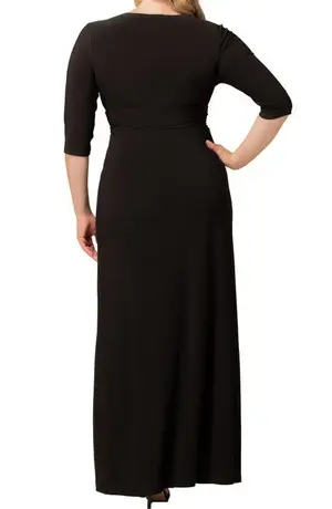 KIYONNA Evening Romance Stretch Jersey Gown - Black Noir
