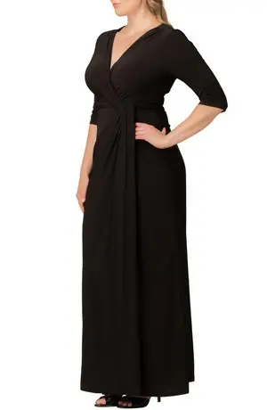 KIYONNA Evening Romance Stretch Jersey Gown - Black Noir