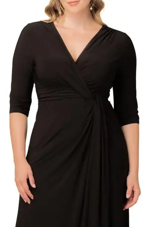 KIYONNA Evening Romance Stretch Jersey Gown - Black Noir