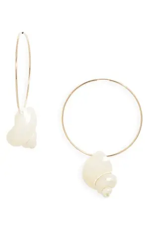 CHILD OF WILD Seashell Charm Hoop Earrings - Gold