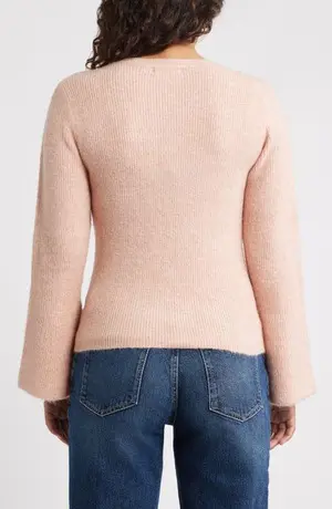 Wit & Wisdom Bell Sleeve Henley Sweater - Rose Quartz