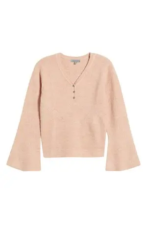 Wit & Wisdom Bell Sleeve Henley Sweater - Rose Quartz
