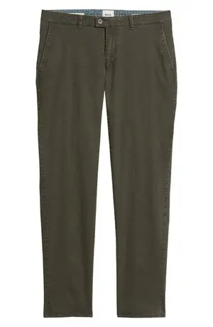 BRAX Fabio Flat Front Cotton Blend Pants - Olive