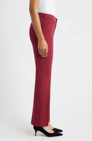 Anne Klein Flat Front Bootcut Pants - Ruby Red