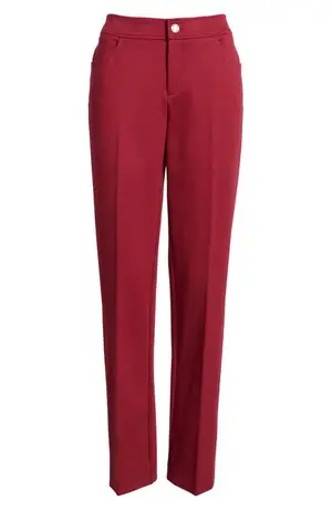 Anne Klein Flat Front Bootcut Pants - Ruby Red