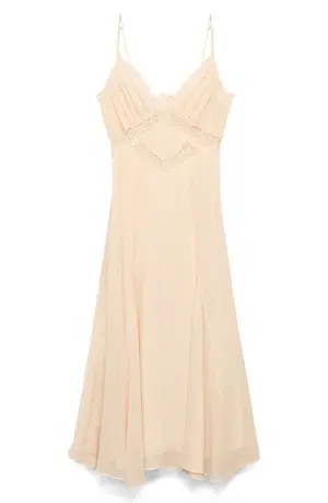 Mango Lace Trim Midi Dress
