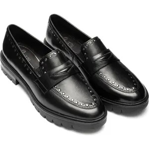 ARA Cardiff Studded Penny Loafer - Black
