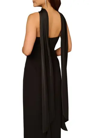Aidan Mattox Bonded Crepe Halter Gown