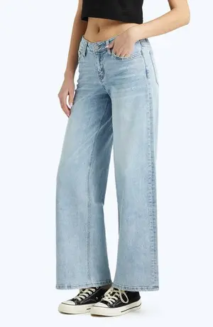 BAYEAS Mid-rise Wide Leg Jeans - Light Blue