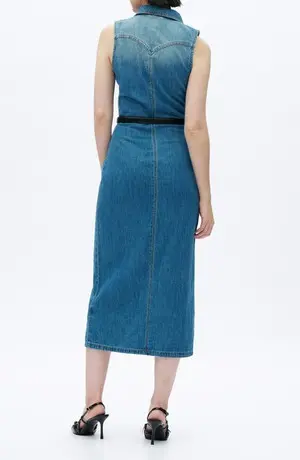 BAYEAS Sleeveless Denim Maxi Shirt Dress