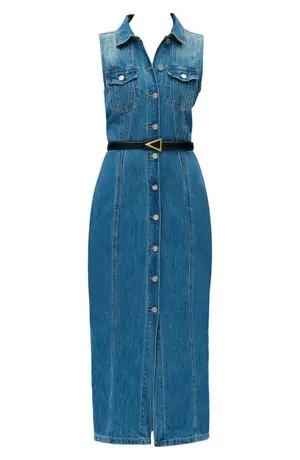 BAYEAS Sleeveless Denim Maxi Shirt Dress