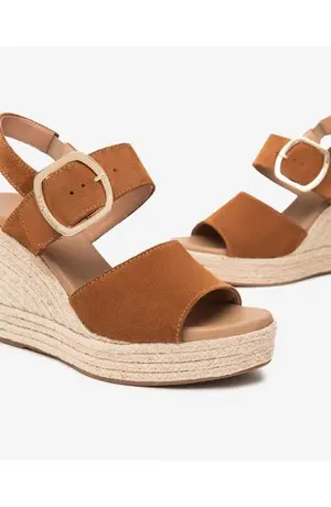 NEROGIARDINI Slingback Espadrille Wedge Sandals - Tobacco