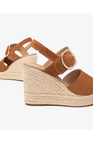 NEROGIARDINI Slingback Espadrille Wedge Sandals - Tobacco
