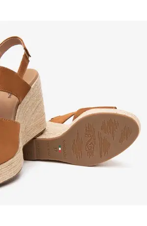 NEROGIARDINI Slingback Espadrille Wedge Sandals - Tobacco