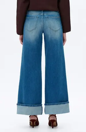 BAYEAS Cuffed Wide Leg Jeans