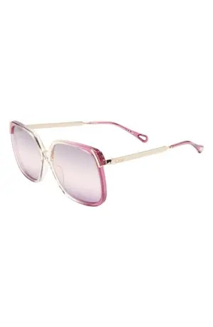 Chloé 60mm Oversized Square Sunglasses - Burgundy