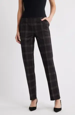 Hue Plaid High-rise Pull-on Pants