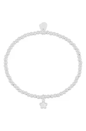 Estée Lauder Sienna Beaded Stretch Bracelet With Flower Charm - Silver