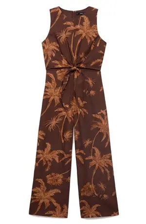 Mango Tie Front Cutout Jumpsuit