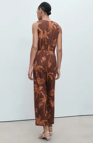 Mango Tie Front Cutout Jumpsuit