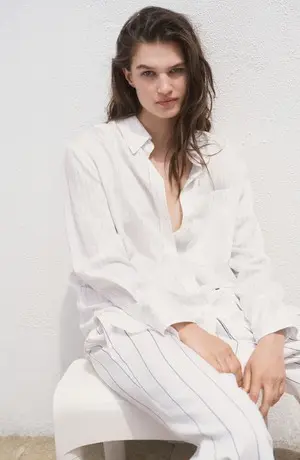 Mango Striped Sheer Long-sleeve Shirt - Off White