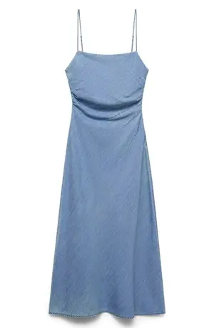 Mango Draped Denim Maxi Dress