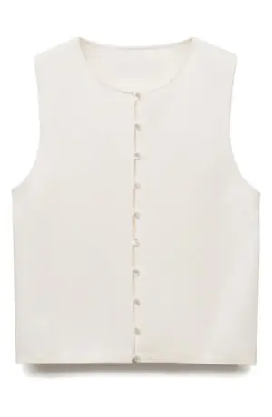 Mango Fine Knit Button-front Sweater Vest - White