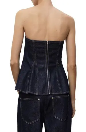 Mango Strapless Denim Peplum Top