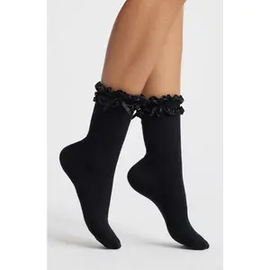 CASA CLARA Alila Ruffle Ankle Socks - Black