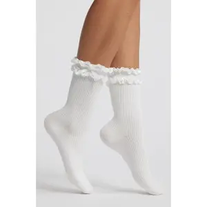 CASA CLARA Alila Ruffle Ankle Socks White