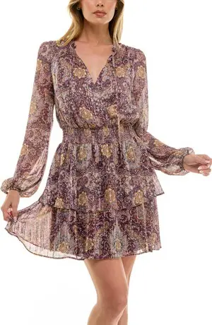 SOCIALITE Paisley Smocked Mini Dress