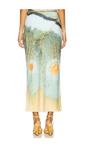 FENERS Tu X Mi Printed Midi Skirt - Marbre