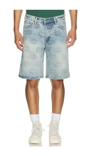 MEMORY LANE M Shield Debossed Pattern Shorts