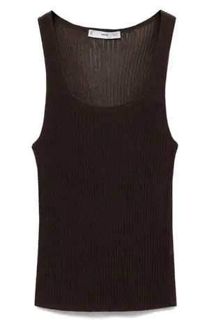 Mango Chunky Rib Sweater Tank - Chocolate