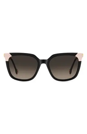 Carolina Herrera 53mm Rectangular Sunglasses - Black/brown Sf