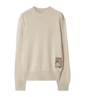 Burberry Wool Logo Label Sweater - Beige