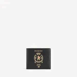 Balenciaga Passport Square Folded Wallet - Black