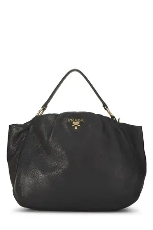 Prada Vitello Daino Convertible Tote - Black