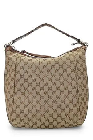 Gucci Original Gg Canvas Bamboo Braided Hobo - Beige