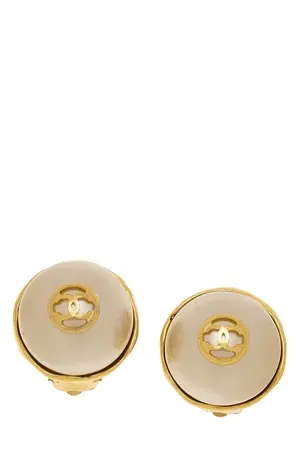 Chanel Faux Pearl Earrings - White