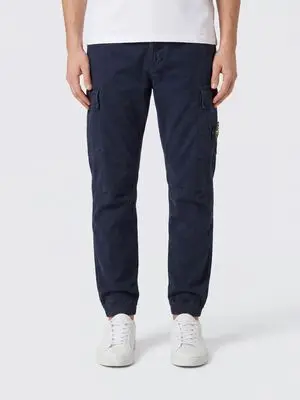 Stone Island Slim Fit Stretch Technical Fabric Cargo Trousers With Compass Logo - Navy