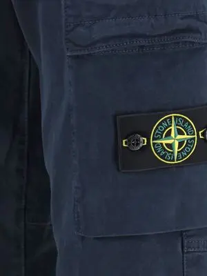 Stone Island Slim Fit Stretch Technical Fabric Cargo Trousers With Compass Logo - Navy