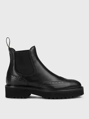 DOUCAL'S Leather Chelsea Boots With Broguing - Black