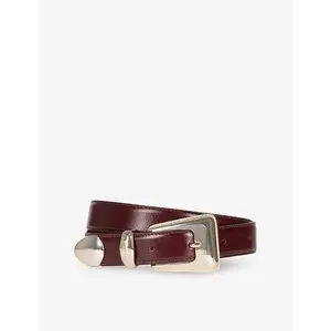 The Kooples Western Buckle Leather Belt - Bordeaux