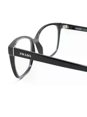 Prada Logo-print Square-frame Glasses - Black