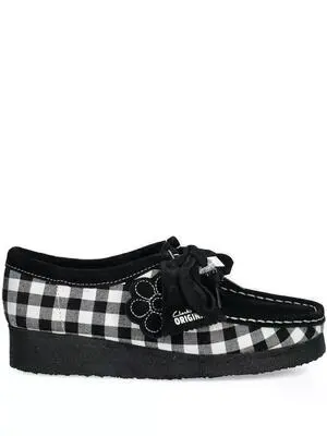 Clarks Gingham-check Flower-embellished Loafers - Black