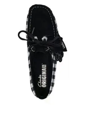 Clarks Gingham-check Flower-embellished Loafers - Black